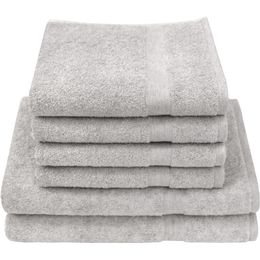 Handtuch Set Dyckhoff "Deep Harmony Comfort", silber, 6 Stk., Frottier, Frottier, Obermaterial: 85% Baumwolle, 15% Hanf, Handtuch-Sets, Handtuch Set, 15% Hanf;4 Handt&uuml;cher (50x100cm), 2 Duschtuch (70x140cm)