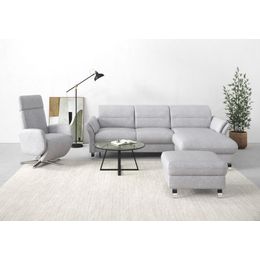 Sit & More Ecksofa SIT & MORE "Grenoble L-Form mit Federkern", silber, B:251cm H:85cm T:161cm, Sofas, Ecksofa, wahlweise mit Bettfunktion, Bettkasten, Arm- und Kopfteilverstellung