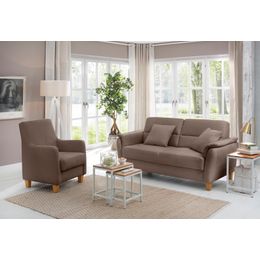 Sessel Home Affaire "Palmera, B: 70 cm", braun, B:70cm H:93cm T:75cm, 100% Polyester;Struktur (100% Polyester);Luxus-Microfaser in Lederoptik (100% Polyester), Sessel, Sessel, mit Federkern