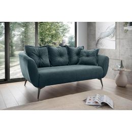 2,5-Sitzer Home Affaire "Baggio, Breite 196 cm zeitlos & elegant, bequem", ocean, B:196cm H:94cm T:103cm, 100% Polyester, Sofas, 2 5-Sitzer, schwarze Metallf&uuml;&szlig;e