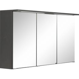 Spiegelschrank Welltime "Lucca", grau (graphit), B:120cm H:66cm T:20cm, Holzwerkstoff, MDF, Schr&auml;nke, Spiegelschrank, mit LED Beleuchtung
