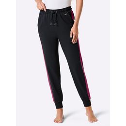 Dehnbund-Hose feel good, Damen, Gr. 52/54, Normalgr&ouml;&szlig;en, schwarz, malve, 95% Baumwolle, 5% Elasthan, unifarben, Hosen Dehnbund-Hose