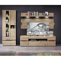 Wohnwand Innostyle, braun, B:287cm H:197cm T:47cm, ABS-Kunststoff, Dekorfolie, Hartfaserplatte, Holzwerkstoff, MDF, Kastenm&ouml;bel-Sets, Wohnwand