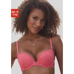Push-up-BH Vivance, Damen, Gr. 80, Cup D, orange (koralle), Microtouch, Obermaterial: 60% Polyamid, 35% Polyester, 5% Elasthan, BHs Push-up-BH, rundherum mit floraler Spitze, Dessous