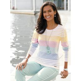 Streifenpullover Casual Looks "Pullover", Damen, Gr. 54, bunt (mint, ros&eacute;, gestreift), 75% Baumwolle, 25% Polyacryl, gemustert, gestreift, mehrfarbig, Pullover Streifenpullover