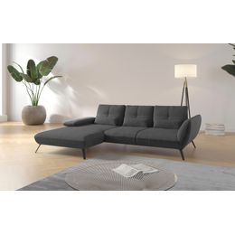 Ecksofa OTTO HOME "Mikado L-Form", grau (charcoal), B:276cm H:88cm T:183cm, 100% Polyester, Sofas, Ecksofa, inkl. Sitztiefenverstellung und Armteilverstellung