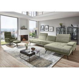 Ecksofa DIE PLANBAR "MP-IN20126 L-Form mit Federkern-Polsterung", gr&uuml;n, B:328cm H:82cm T:190cm, 100% Polyester, Sofas, Ecksofa, mit Kopfteilverstellung, optional Sitztiefen- & Armteilverstellung