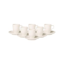 Villeroy & Boch Tasse VILLEROY & BOCH "Espressotassen mit Untertassen Artesano Original 100 ml 6er Set wei&szlig;", wei&szlig;, Porzellan, Trinkgef&auml;&szlig;e, Tasse