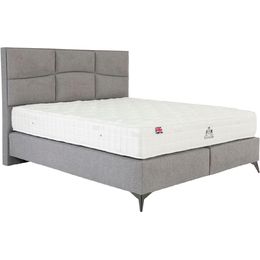 Boxspringbett Home Affaire "Violette erh&auml;ltlich in den Breite 160, 180 & 200cm", grau, B:209cm L:212cm, 100% PES, Komplettbetten, Boxspringbett, inkl. Topper und extra dicker Taschen-Federkernmatratze