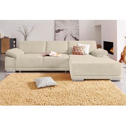 Sit & More Ecksofa SIT & MORE "Coria L-Form", beige (creme), B:282cm H:80cm T:162cm, Kunstleder SOFTLUX;Struktur ( 100% Polyester);Struktur fein ( 90% Polyester; 10% Polyamid);Luxus-Microfaser ALTARA NUBUCK (100% Polyester), Sofas, Ecksofa, mit XL-Recamiere, wahlweise mit Bettfunktion