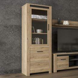 Highboard FORTE "San Cayetano", braun (mauvella eiche, cabezone eiche), B:77cm H:191,7cm T:42,2cm, Dekorfolie, Holzwerkstoff, Sideboards, Highboard