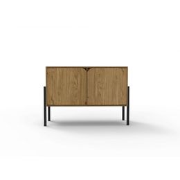 Lowboard Andas "Finton", beige (nat, schwar), B:76cm H:52,5cm T:32cm, FSC-zertifiziertes Massivholz, Sideboards, Lowboard, Kommode mit 2 T&uuml;ren, Korpuss aus massiver Eiche, Breite 76 cm
