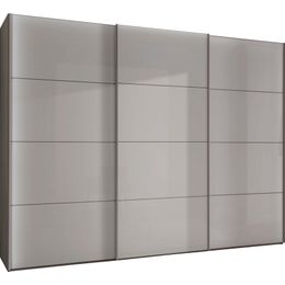 Schwebet&uuml;renschrank Wiemann "Kos", grau (havanna, dekor, glas kieselgrau), B:278,9cm H:217cm T:67cm, Glas, Holzwerkstoff, Schr&auml;nke, Schwebet&uuml;renschrank, mit Schattenfuge