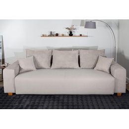 Schlafsofa Collection AB "Yves, Liegefl&auml;che (B/T): 142/194 cm", beige (beige, hellgrau), B:243cm T:94cm, 100% Polyester, Sofas, Schlafsofa, inkl. Bettfunktion, Bettkasten, Federkern & Zierkissen