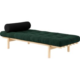 Daybed Karup Design "Next", gr&uuml;n (seetang, klarlackiert kieferholz), B:75cm H:37cm L:200cm, Daybetten, Daybed, aus massiven Kiefernholz, inkl. Futonmatratze und Kissen
