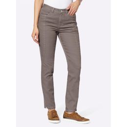 Bequeme Jeans, Damen, Gr. 22, Kurzgr&ouml;&szlig;en, grau (taupe), 81% Baumwolle, 17% Polyester, 2% Elasthan, unifarben, lang, Jeans Bequeme Jeans