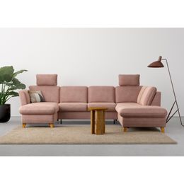Wohnlandschaft Home Affaire "Trelleborg U-Form", rosa (altrosa), B:307cm H:86cm T:213cm, 95% Polyester, 5% Polyamid, Sofas, Wohnlandschaft, wahlweise mit Bettfunktion und Bettkasten, inkl. Federkern-Polsterung