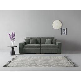 2-Sitzer Home Affaire "Skara", grau, B:220cm H:86cm T:100cm, 100% Polyester, Sofas, 2-Sitzer, Lounge-Sofa mit Federkernpolsterung, in vielen Bezugsvarianten
