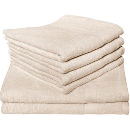 Handtuch Set Dyckhoff "Planet", beige (sand), 6 Stk., Frottier, Frottier, Obermaterial: 100% Baumwolle, Handtuch-Sets, Handtuch Set, 4 Handt&uuml;cher (50x100cm), 2 Duscht&uuml;cher (70x140cm)