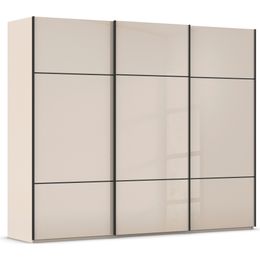 Schwebet&uuml;renschrank Rauch "Kleiderschrank Schrank Garderobe Schlafzimmerschrank SCALE-TRIO", beige (champagner, glas champagner, griffleisten schwarz), B:271cm H:223cm T:68cm, Holzwerkstoff, Schr&auml;nke, Schwebet&uuml;renschrank, edle dreigeteilte Front mit 2 Zierleisten Glasfront MADE IN GERMANY