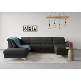 Sit & More Wohnlandschaft SIT & MORE "Sinatra U-Form", schwarz, B:326cm H:85cm T:220cm, 98% Polyester, 2% Polyamid, Sofas, Wohnlandschaft, optional mit Kopfteilverstellung und Armteilfunktion etc.
