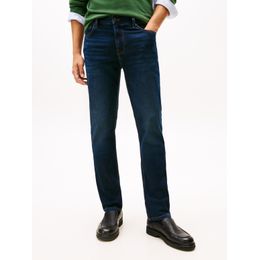 Straight-Jeans Tommy Hilfiger "DENTON Slim Straight Fit", Herren, Gr. 30, L&auml;nge 34, jasper indigo, Denim/Jeans, Obermaterial: 79% Baumwolle, 20% Polyester, 1% Elasthan, gerade lang, Jeans Straight-Jeans