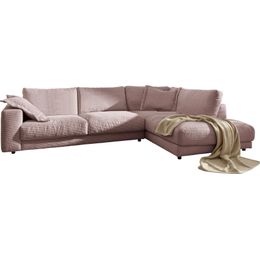 Ecksofa Home Affaire "Enisa XXL B/T/H: 325/224/85 cm L-Form", rosa (ros&eacute;), B:325cm, Cord (88% Polyester / 12% Polyacryl), Sofas, Ecksofa, Kuschelig, gem&uuml;tlich, in 5 Farben, Bezug in Cord, mit 2 Zierkissen