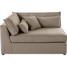 Sofa-Eckelement OTTO HOME "Enid", grau (taupe), B:130cm H:75cm, Baumwollmix (60% Baumwolle/40% Leinen);Struktur fein (100% Polyester);Samtoptik (100% Polyester);Samtvelours (100% Polyester);Struktur (100% Polyester);Struktur recycelt (100% recyceltes Polyester), Polsterelemente, Sofa-Eckelement, Teil eines Modulsofas, fester Sitzkomfort, auch in Breitcord