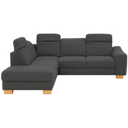 Ecksofa Home Affaire "Dundee L-Form", grau (anthrazit), B:263cm H:86cm T:219cm, Struktur fein (100% Polyester), Sofas, Ecksofa, wahlweise mit Kopfteilverstellung und zus&auml;tzlich mit Bettfunktion
