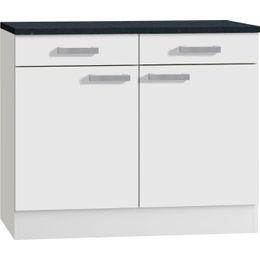 Unterschrank Optifit "Odense", wei&szlig; (wei&szlig;, wei&szlig;), B:100cm H:85cm T:50cm, Schr&auml;nke, Unterschrank, 100 cm breit, mit 2 T&uuml;ren und 2 Schubk&auml;sten, f&uuml;r Stauraum