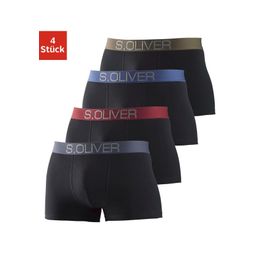 Boxer s.Oliver "Boxershorts f&uuml;r Herren", Herren, Gr. XL, 4 Stk., bunt (schwarz, khaki, schwarz, bordeaux, schwarz, blau, schwarz, grau), Jersey, Obermaterial: 92% Baumwolle, 8% Elasthan (LYCRA), unifarben, k&ouml;rpernah, Unterhosen Boxer, mit kontrastfarbenem Webbund, Topseller