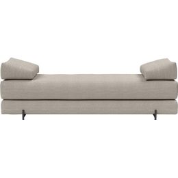 Stapelliege INNOVATION LIVING &trade; "Sigmund 579 Eiche-Beine", braun (hellbraun, hellbraun), B:80cm H:82cm L:200cm, Daybetten, Stapelliege, Daybed mit zwei Federkernmatratzen, Fu&szlig;teil schwarz