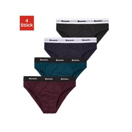 Slip Bench., Herren, Gr. M, 4 Stk., bunt (navy, bordeaux, petrol, anthrazit), Jersey, Obermaterial: 95% Baumwolle, 5% Elasthan, unifarben, k&ouml;rpernah, Unterhosen Slip, mit kontrastfarbigem Webb&uuml;ndchen, Topseller