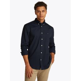 Langarmhemd Tommy Hilfiger "CORE FLEX POPLIN SOLID Regular Fit SHIRT", Herren, Gr. M, N-Gr, blau (desert sky), Web, Obermaterial: 100% Baumwolle, regular fit, Manschette, Hemden Langarmhemd