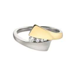 Fingerring Bruno Banani "Schmuck Geschenk Silber 925 Damenring" Gr. 56, gold (silberfarben, gelbgoldfarben, kristallwei&szlig;), Fingerringe, Damen, 56, Silber 925 (Sterlingsilber), 2,4mm, Fingerring, mit Zirkonia (synth.)