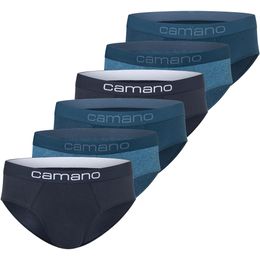 Slip Camano "comfort", Herren, Gr. XL, blau (blau, mix), Obermaterial: 95% Baumwolle, 5% Elasthan, unifarben mit Farbeinsatz, k&ouml;rpernah, Unterhosen Slip, mit elastischem Logobund