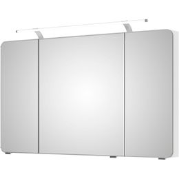Spiegelschrank SAPHIR "Serie 4005 Badezimmer-Spiegelschrank inkl. LED-Aufsatzleuchte", wei&szlig; (lack polarwei&szlig; hochglanz), B:120cm H:70,3cm T:17cm, Holzwerkstoff, Schr&auml;nke, Spiegelschrank, Badschrank 120 cm breit, 3 T&uuml;ren, 6 Glas-Einlegeb&ouml;den, inkl T&uuml;rd&auml;mpfer