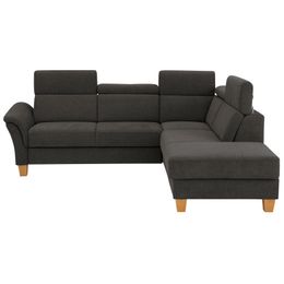 Ecksofa Home Affaire "Conville L-Form", braun (espresso), B:247cm H:84cm T:217cm, 100% Polyester, Sofas, Ecksofa, Federkern, wahlweise mit Bettfunktion und Bettkasten bzw. Stauraum