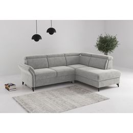 Sit & More Ecksofa SIT & MORE "Glendale, L-Form", hellgrau, B:247cm H:84cm T:193cm, 100% Polyester, Sofas, Ecksofa, inkl. Kopfteilverstellung, wahlweise mit Vorziehsitz und Bettkasten