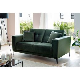 2-Sitzer TRENDS BY HG "Barcelona", gr&uuml;n (dunkelgr&uuml;n), B:166cm H:86cm T:89cm, Sofas, 2-Sitzer, mit Metallfu&szlig;, frei im Raum stellbar