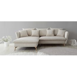 Ecksofa OTTO HOME "MERLE, 258 cm, L-Form, traumhafter Cord", beige, B:258cm H:91cm, 100% Polyester;Federung Ottomane : 12 x Feder Type B 1650mm;Ferderung 2 Sitzer: 10 x Feder Type B 650 mm;PU-Schaum und Nosag-Federung;Sitz und Funktion: Schaum T30/40 8 cm, Sofas, Ecksofa, mit Bettfunktion und Bettkasten, Liegefl&auml;che 224 x 139