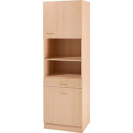 Mehrzweckschrank KOCHSTATION "KS-Elster", braun (buchefarben), B:60cm H:200cm T:50cm, Holzwerkstoff, Schr&auml;nke, Mehrzweckschrank, Breite 60 cm