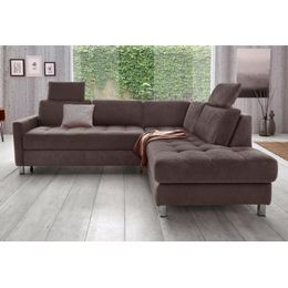 Sit & More Ecksofa SIT & MORE "Pablo L-Form", braun (dunkelbraun), B:233cm H:78cm T:196cm, Struktur fein (100% Polyester);Struktur (100% Polyester), Sofas, Ecksofa, wahlweise mit Bettfunktion