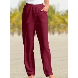 Schlupfhose Classic Basics, Damen, Gr. 26, Kurzgr&ouml;&szlig;en, rot (weinrot), 100% Baumwolle, unifarben, lang, Hosen Schlupfhose