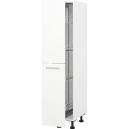 Apothekerschrank KOCHSTATION "KS-Scafa", wei&szlig; (wei&szlig;, zement hell), B:30cm H:150cm T:56cm, Schr&auml;nke, Apothekerschrank, Breite 30 cm, mit 4 Einlegek&ouml;rben