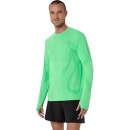 Laufshirt asics "ROAD SEAMLESS LS TOP", Herren, Gr. XXL, vital gr&uuml;n, illuminate gr&uuml;n, Obermaterial: 65% Polyamid, 35% Polyester, normal, Rundhals, Shirts Laufshirt, Topseller