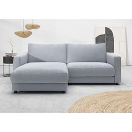 Ecksofa Home Affaire "Ecksofa Jiro, L-Form, gro&szlig;e Sitztiefe, Breite 226 cm", light blau, B:226cm H:85cm T:190cm, 85% Polyester, 15% Viskose, Sofas, Ecksofa, lose Sitz- & R&uuml;ckenkissen, weicher Polsteraufbau, komfortabel & modern