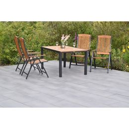 Garten-Essgruppe Merxx "&raquo;Athos&laquo;", beige (natur, natur, graphit), Aluminium, Massivholz, Sitzm&ouml;bel-Sets, Garten-Essgruppe, Tisch: LxB: 150x90 cm