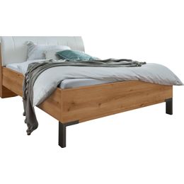 Futonbett Wiemann "Monaco, Bettgestell, Bettrahmen, komfortables Polsterkopfteil", braun (bianco, eiche, wei&szlig;), B:129cm L:218cm, Betten, Futonbett, Polsterkopfteil aus Kunstleder, verschiedene Gr&ouml;&szlig;en, in Komforth&ouml;he