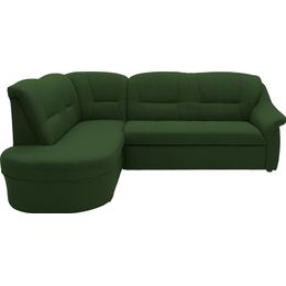 Ecksofa DOMO collection "Faenza f&uuml;r kleine R&auml;ume, Stellma&szlig;e 232x176cm, komfortabel, L-Form", gr&uuml;n, B:232cm H:88cm T:176cm, 100% Polyester, Sofas, Ecksofa, mit Ottomane, zeitlos, elegante Armlehnen, wahlweise mit Bettfunktion